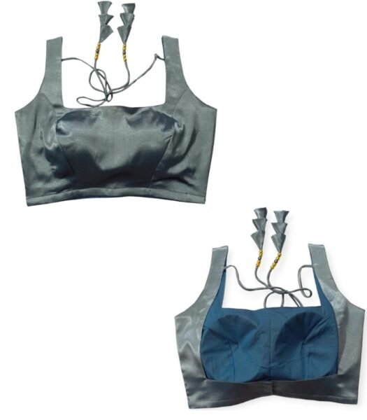 Ash Color Semi Backless Blouse For Women - BM Fashion 1
